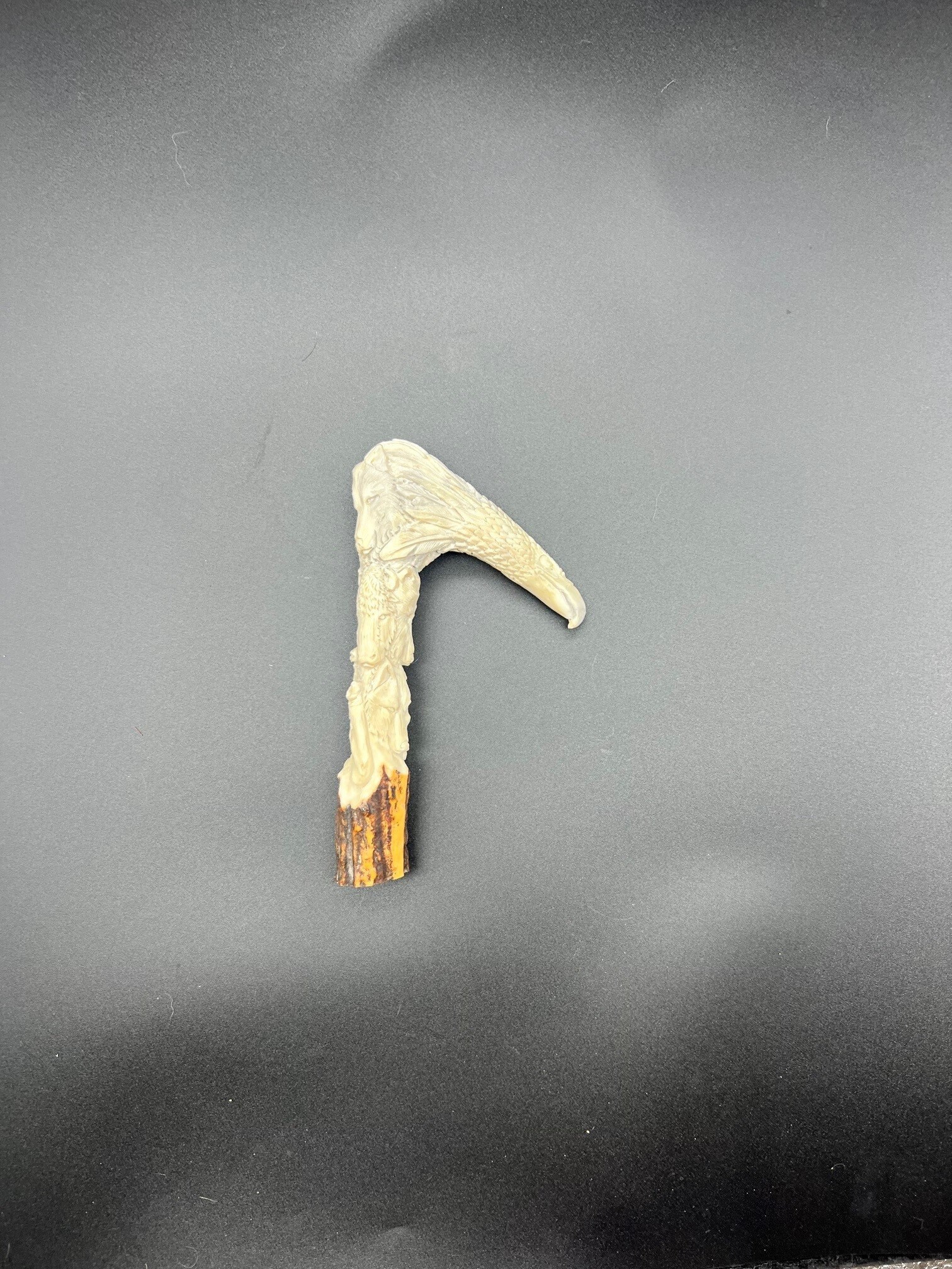 Carved Moose Antler Cane or Walking Stick Top or Knife Handle. Eagle ...