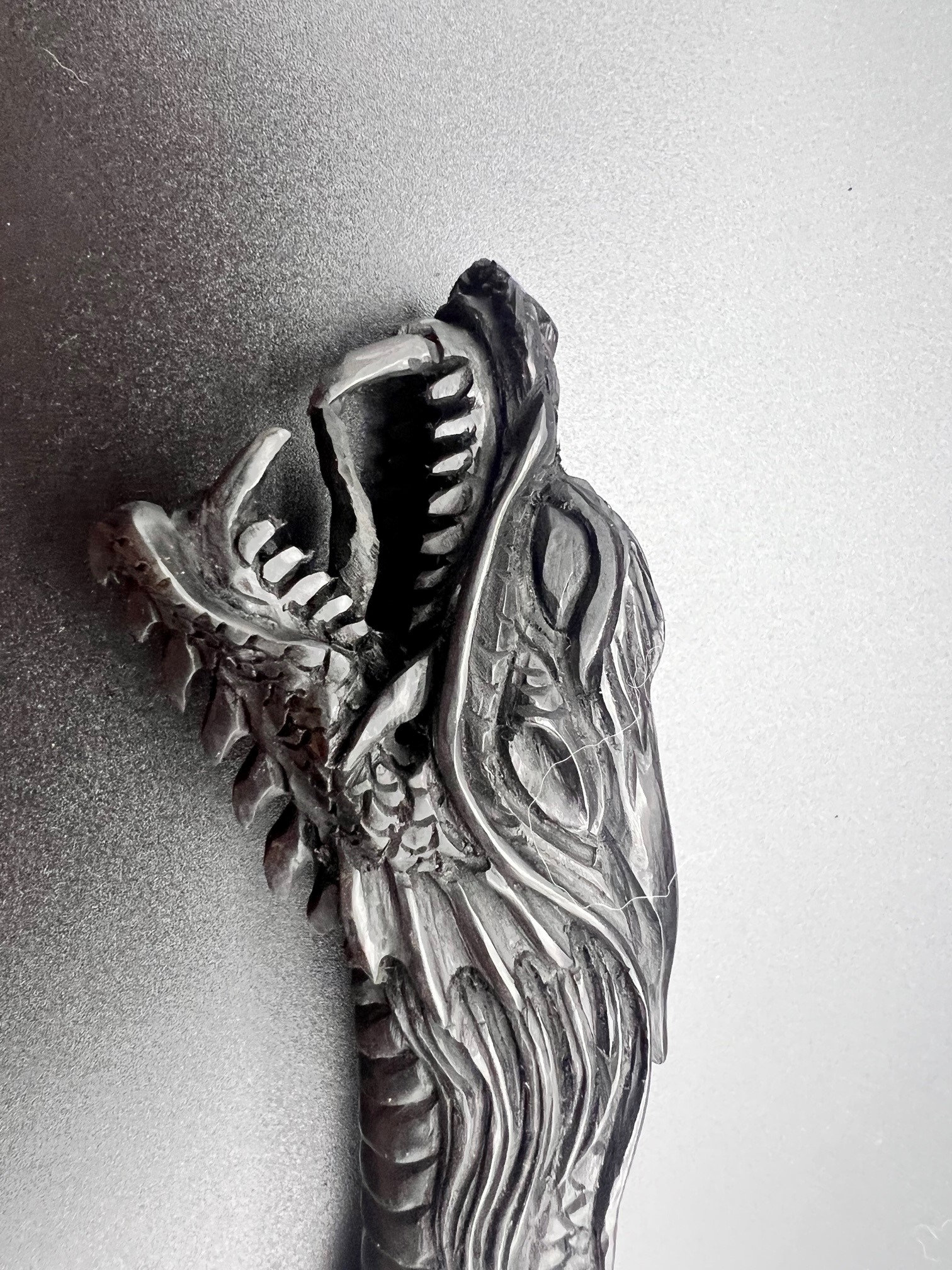 Carved Buffalo Horn Dragon Knife Handle or Walking Stick Top - Etsy