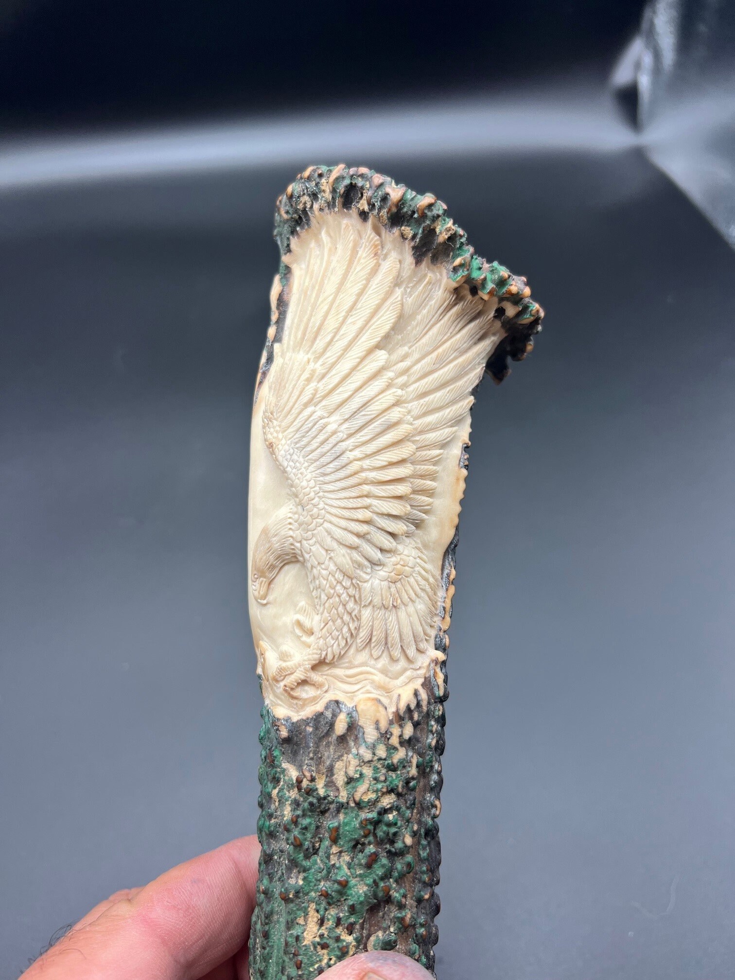 Beautiful Carved Moose Antler Eagle, Walking Stick Top, Cane, Knife ...