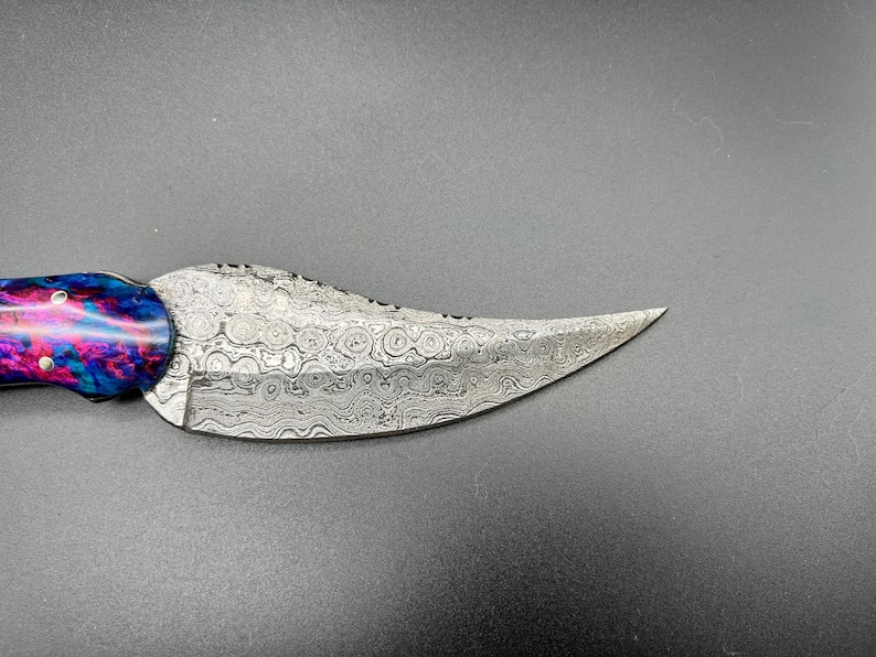 Beautiful Leaf Shaped Damascus Colorful Knife - Etsy