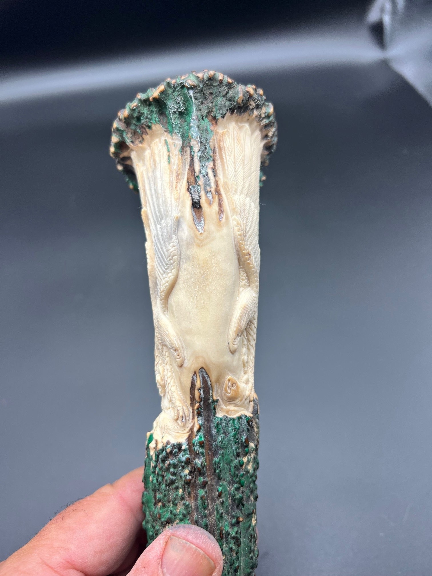 Beautiful Carved Moose Antler Eagle, Walking Stick Top, Cane, Knife ...