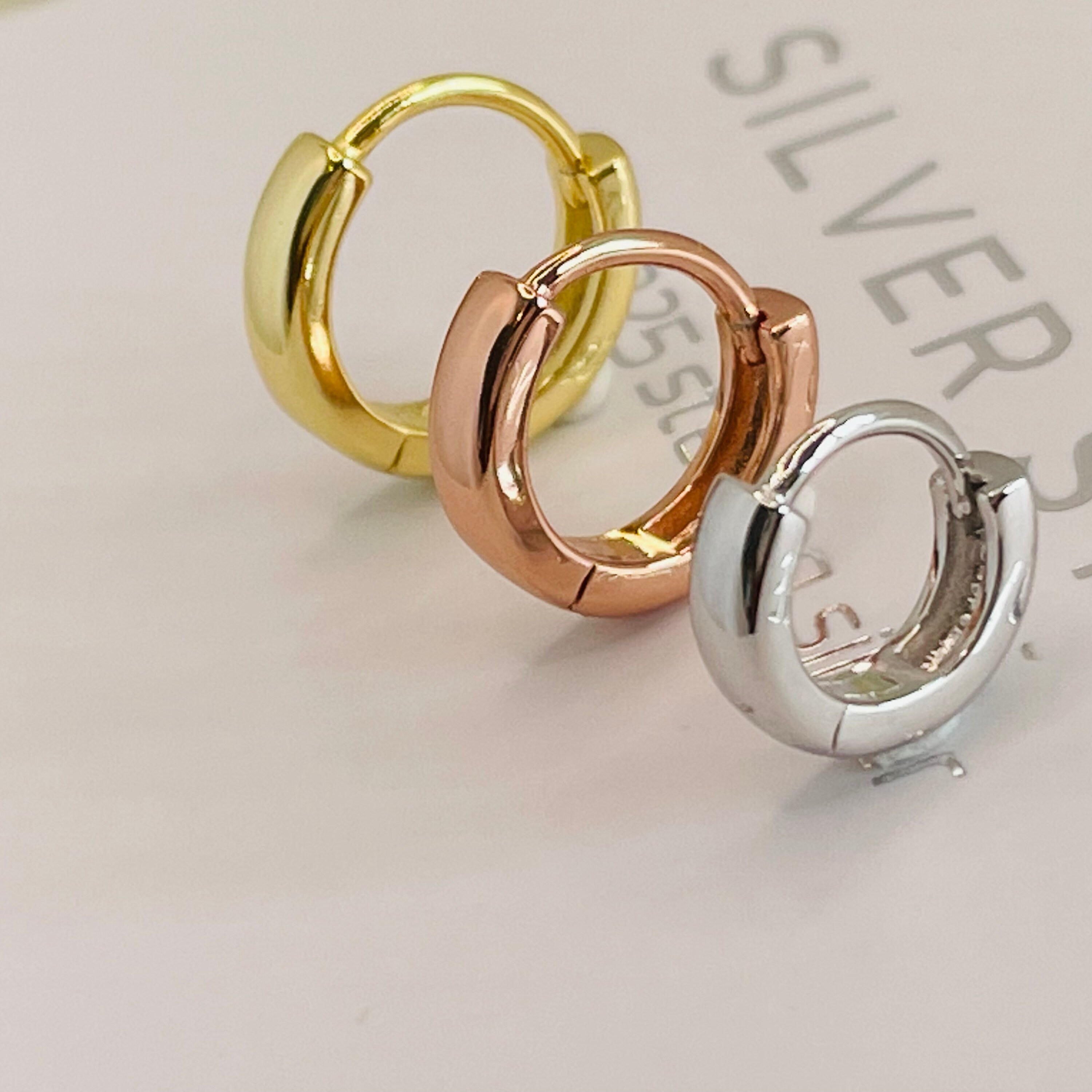 4mm Wide Hoops Sterling Silver Earring Smooth Hoop Earring - Etsy