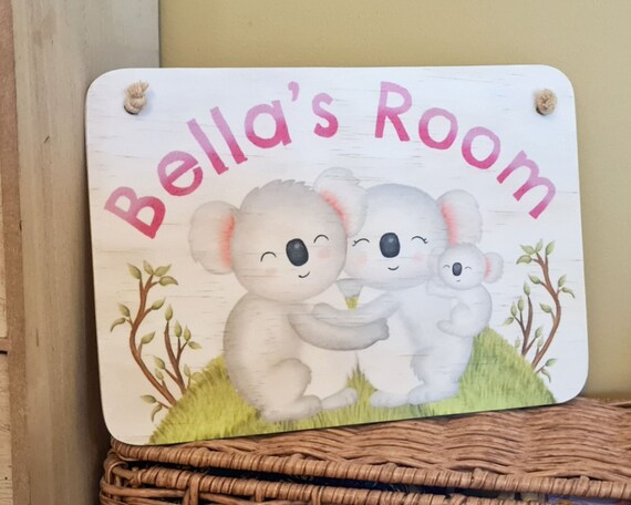 Custom Wooden Door Sign Koala Family Personalised Name - Etsy