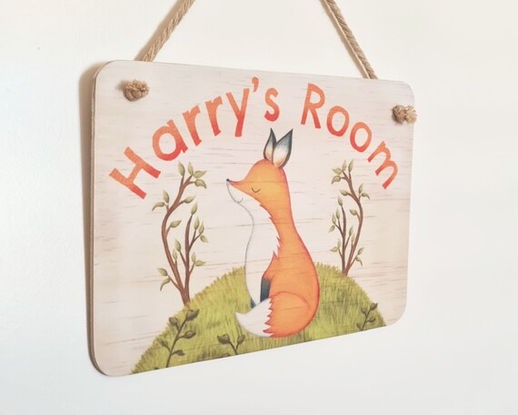 Custom Wooden Door Sign Fox Personalised Name Door Sign - Etsy