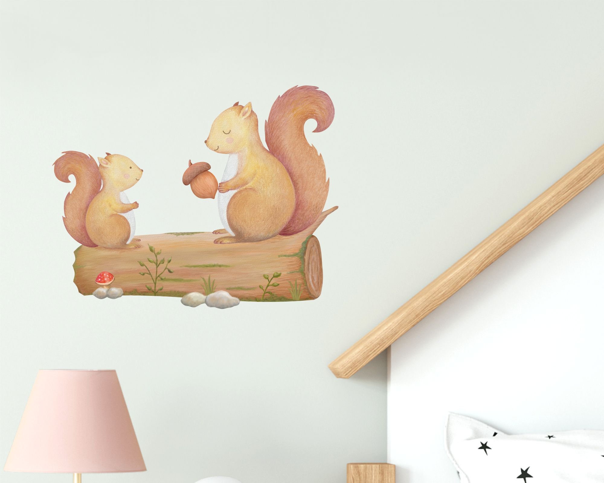 Fabric Wall Decal Squirrels on a Log Nursery Decor - Etsy
