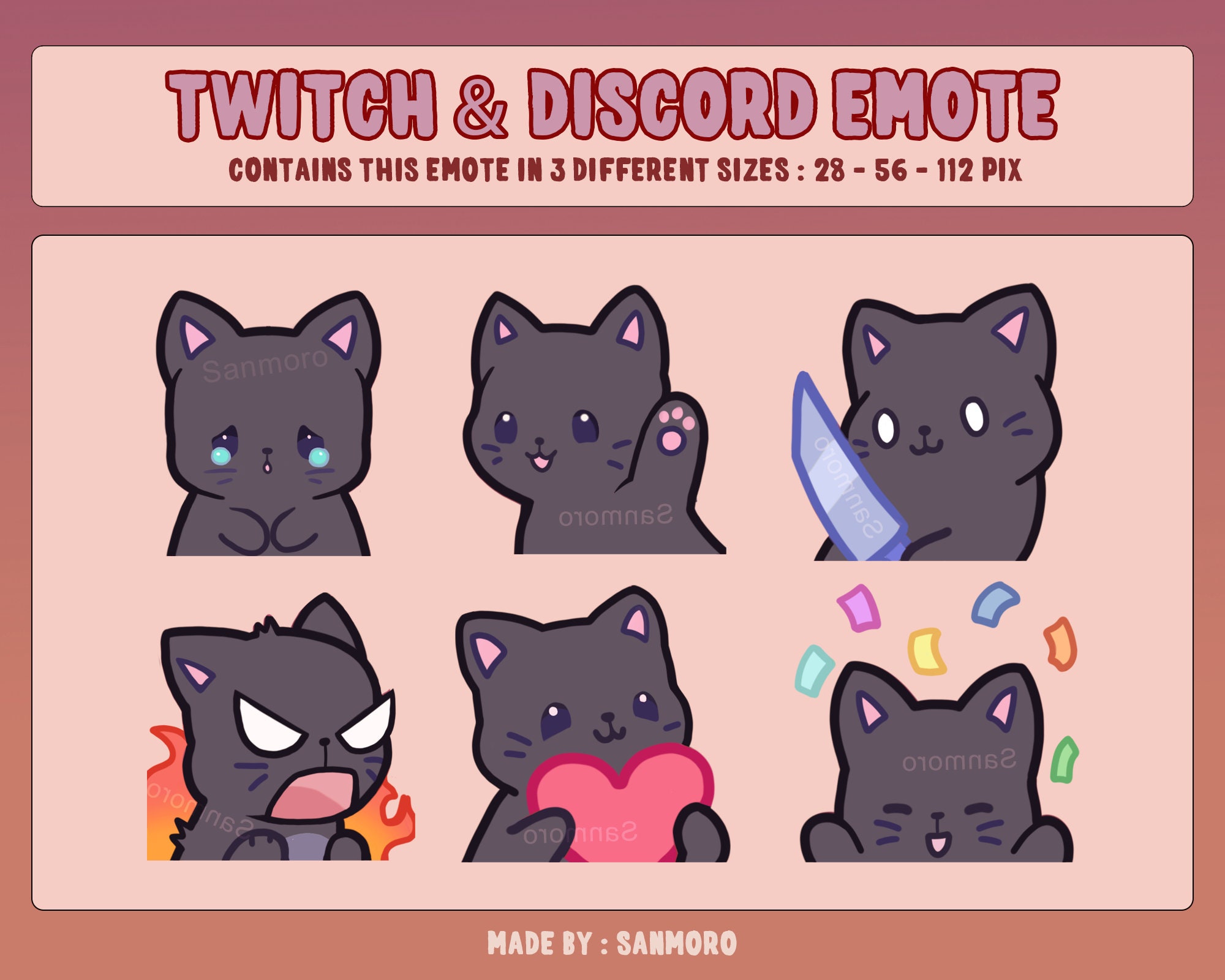 Cat Emote Pack for Twitch / Discord / Youtube | High Quality Emotes ...
