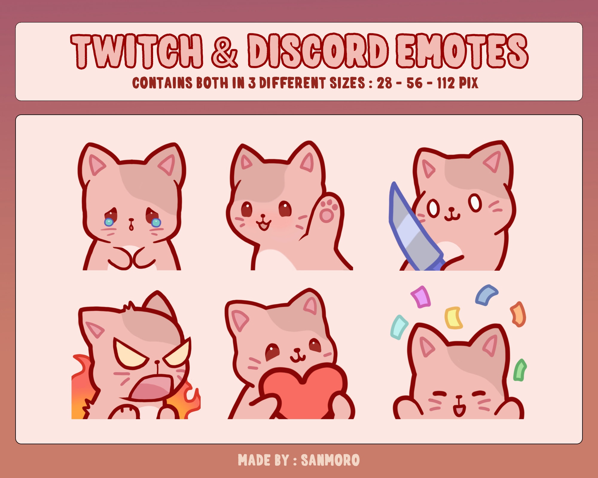 Cat Emote Pack for Twitch / Discord / Youtube High Quality Emotes Pack ...