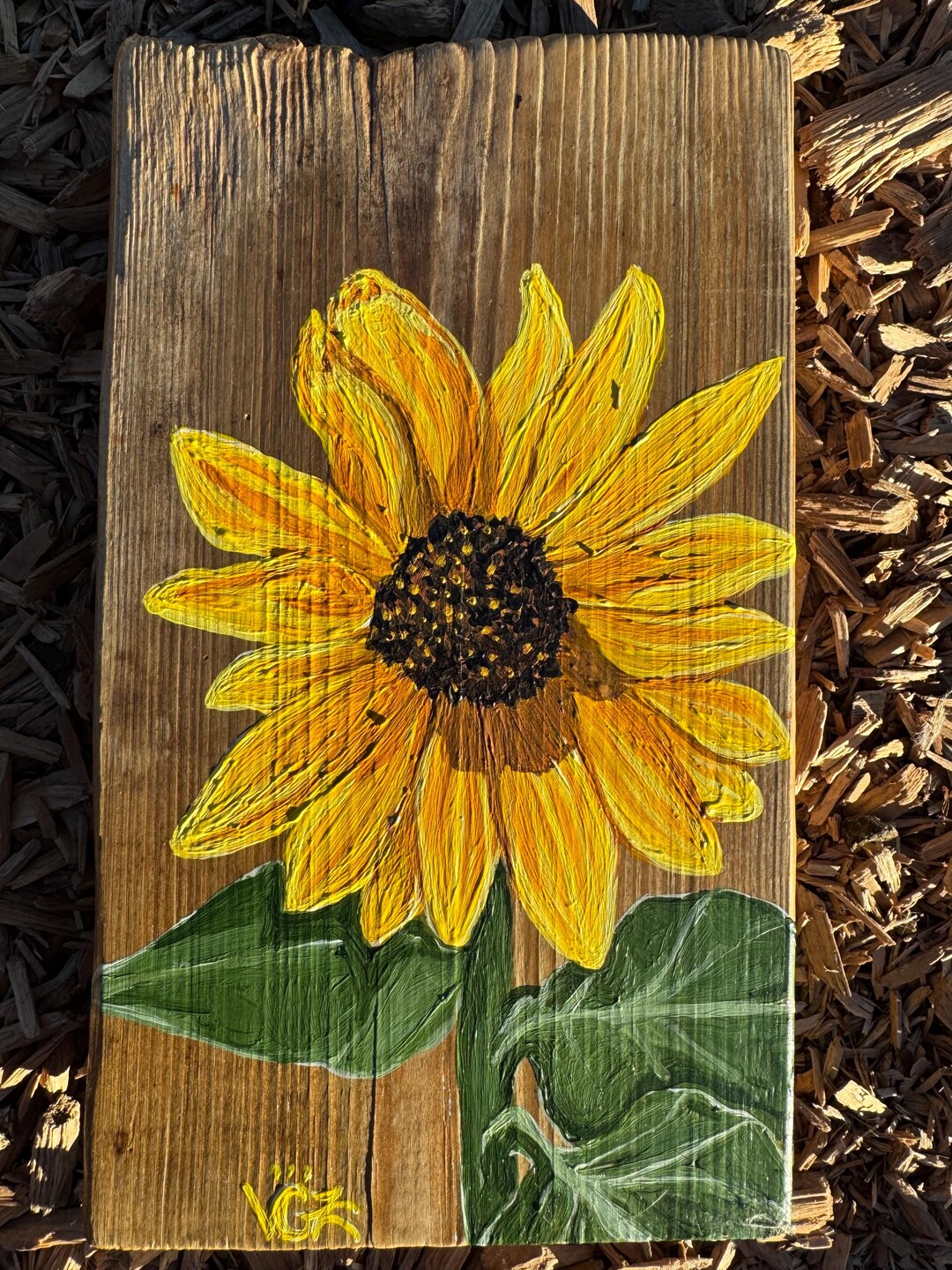 Sunflower Wood Original - Etsy