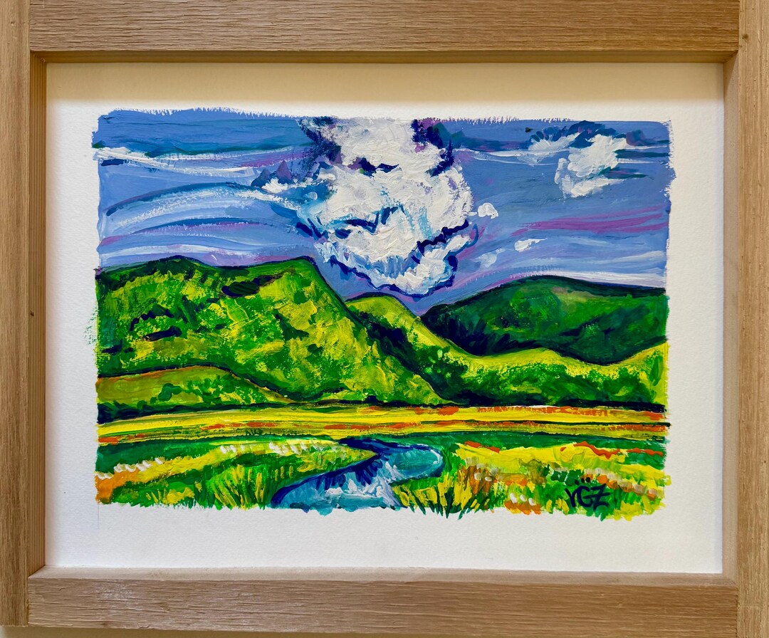 Valles Caldera Painting: Original Acrylic Landscape on Reclaimed Cedar ...