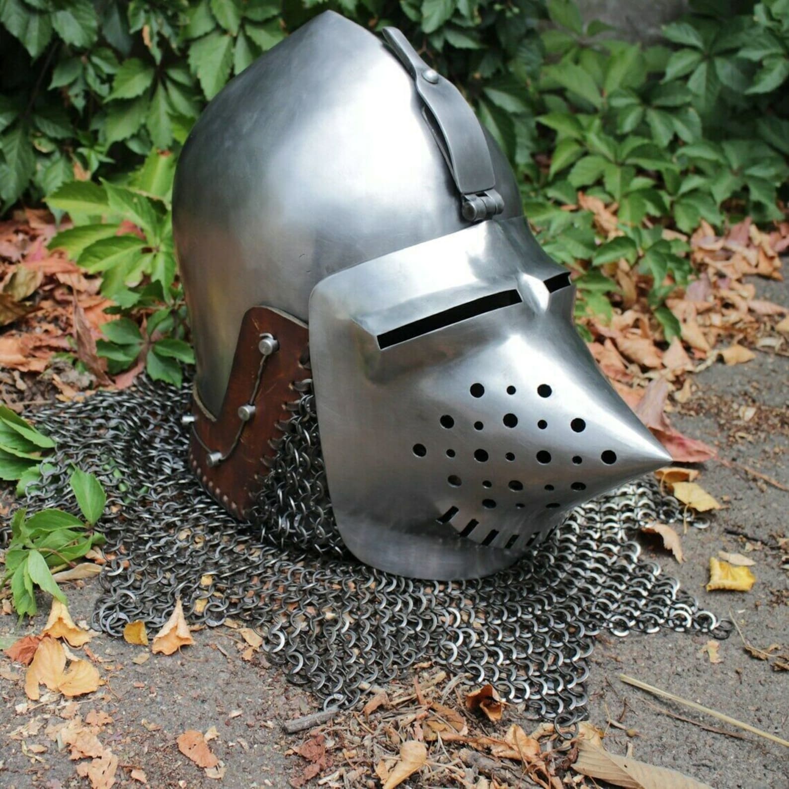 Medieval Klappvisor Hounskull Bascinet Helmet With Aventail | Etsy