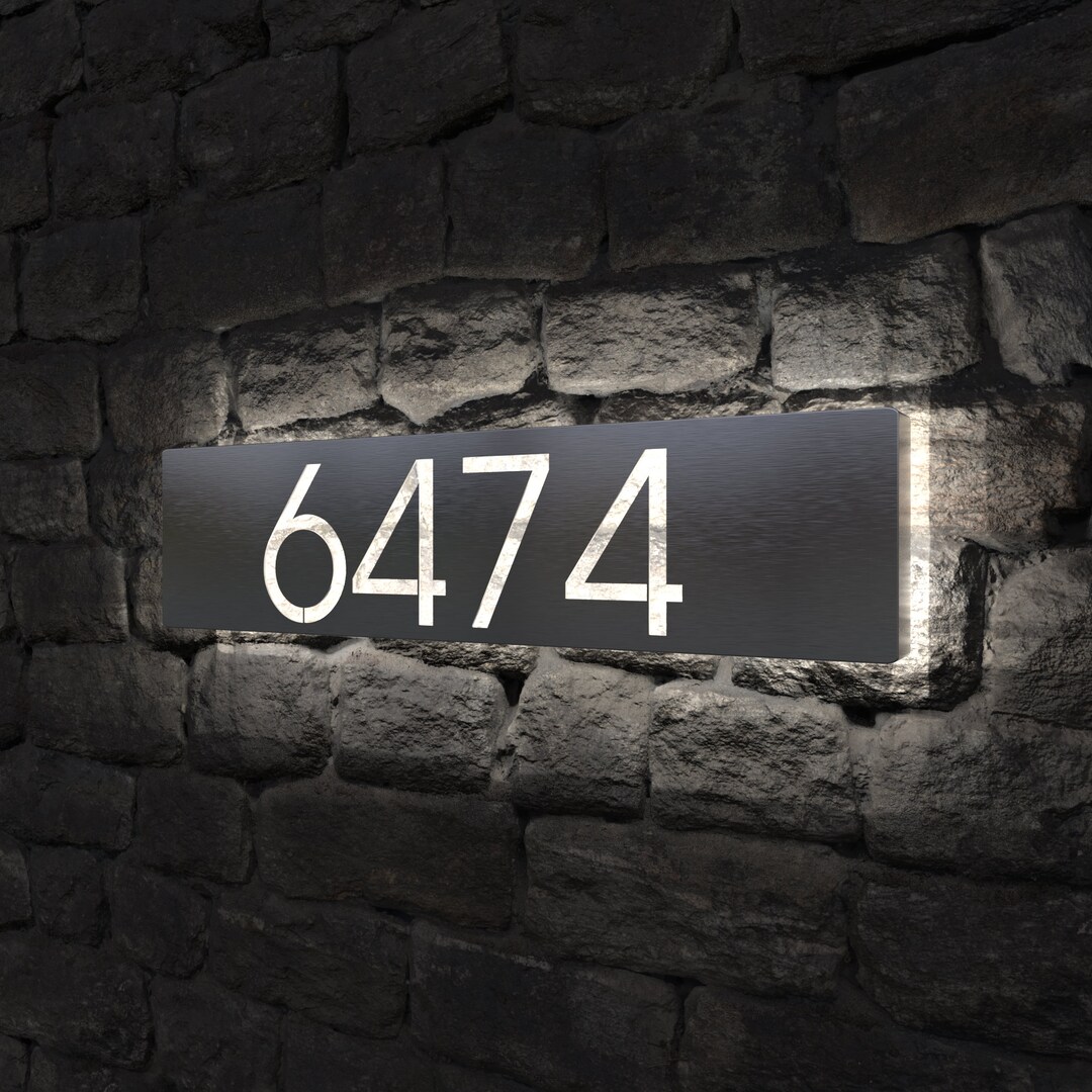 Modern Metal House Numbers,modern Address Sign,horizontal Address Sign ...