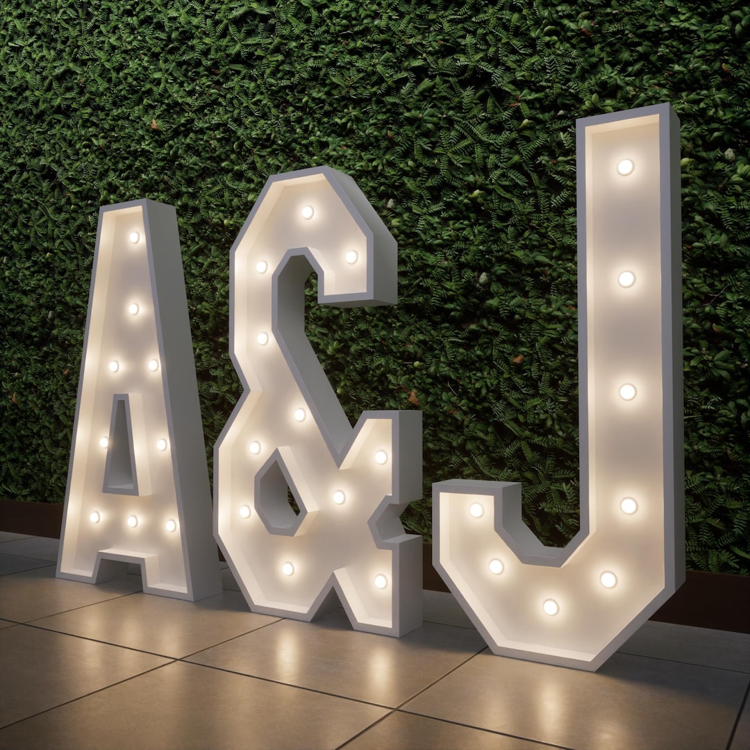 Custom Marquee Letters - 4ft/3ft Personalized LED Initials - Wedding ...