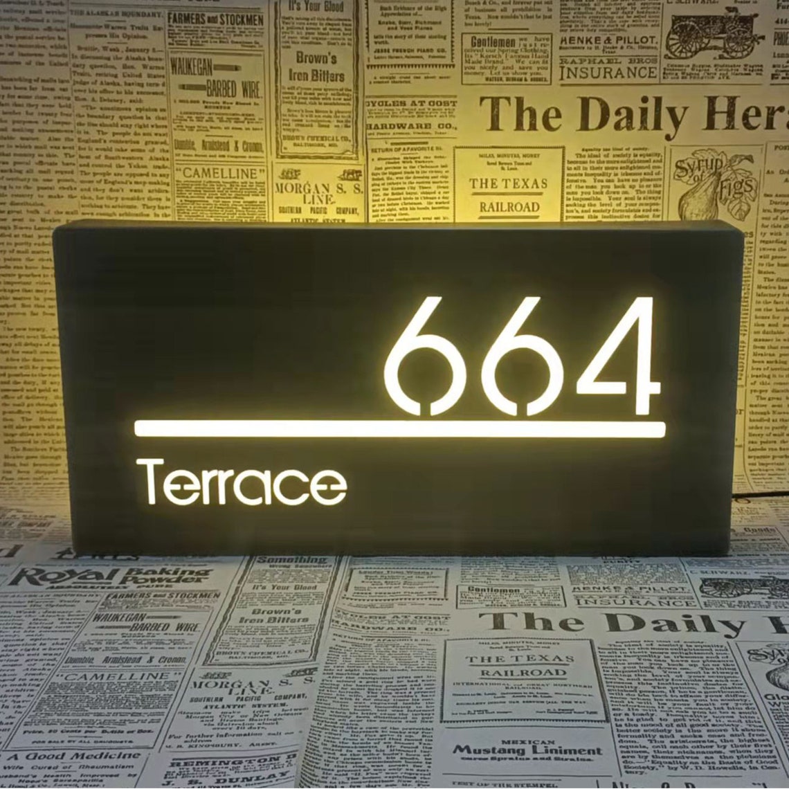 Rectangular House Number Signcustom Door Signled Modern - Etsy