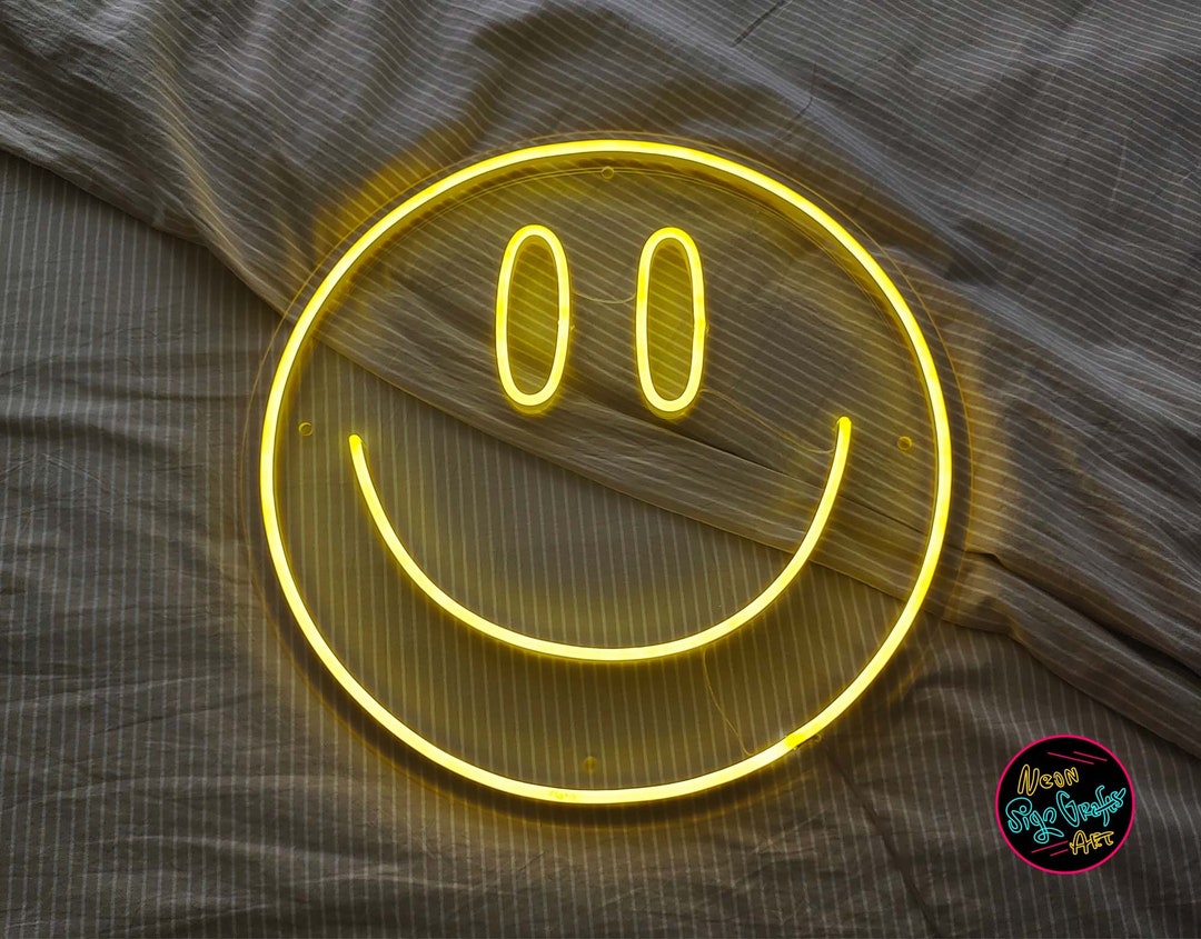 Smile Face Neon Sign,creative Neon Design,emoji Neon,home Decor Neon ...