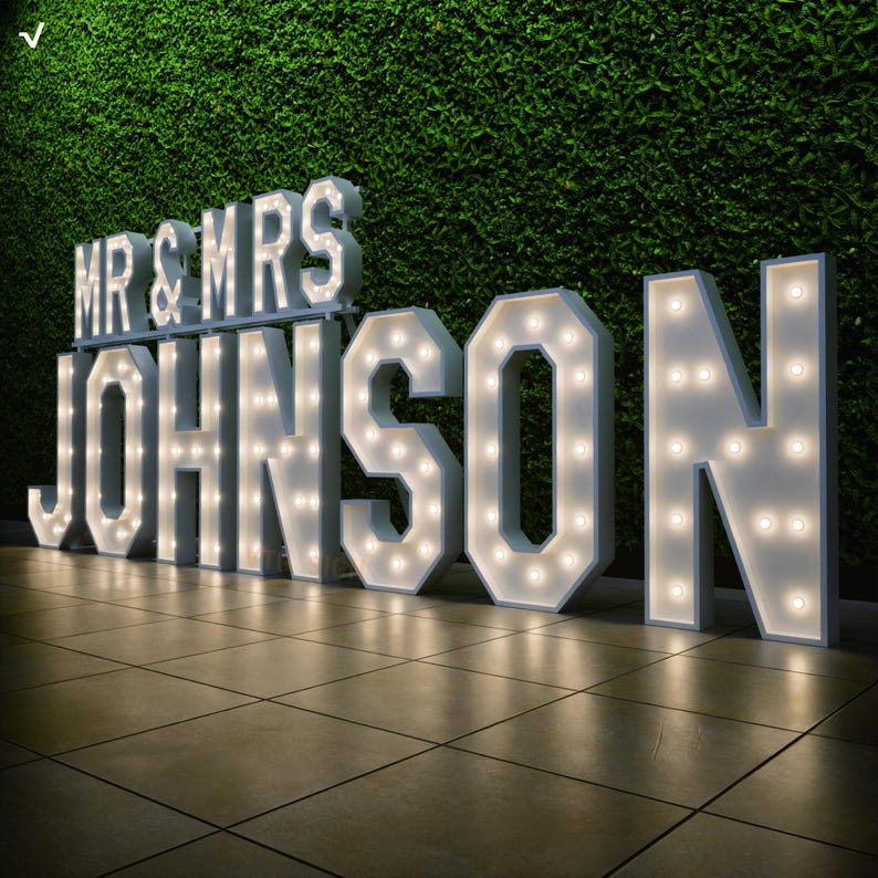 Mr&mrs Personalized Word Signs - LED Marquee Letters, Custom Phrases ...