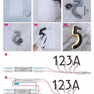 4” to 16” LED House Number, Moder Metal Illuminated Digital House ...