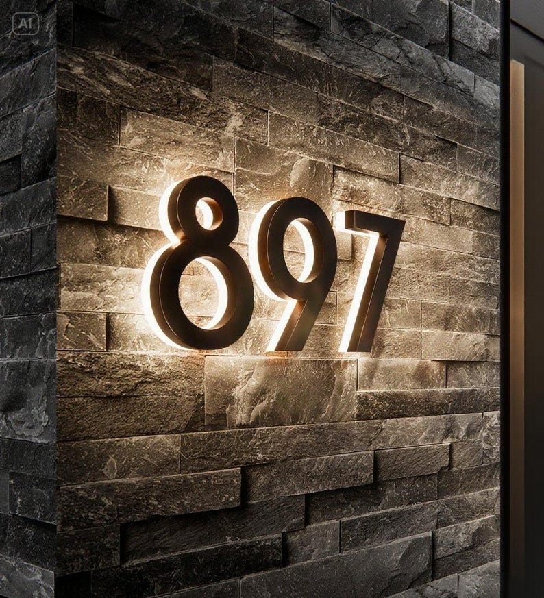 House Number Sign,moder Metal Backlight House Number Sign,outdoor ...