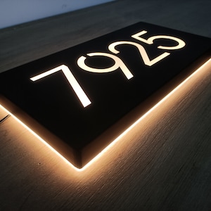 Custom House Number Sign | LED Backlit Metal Sign | House Signs Door ...