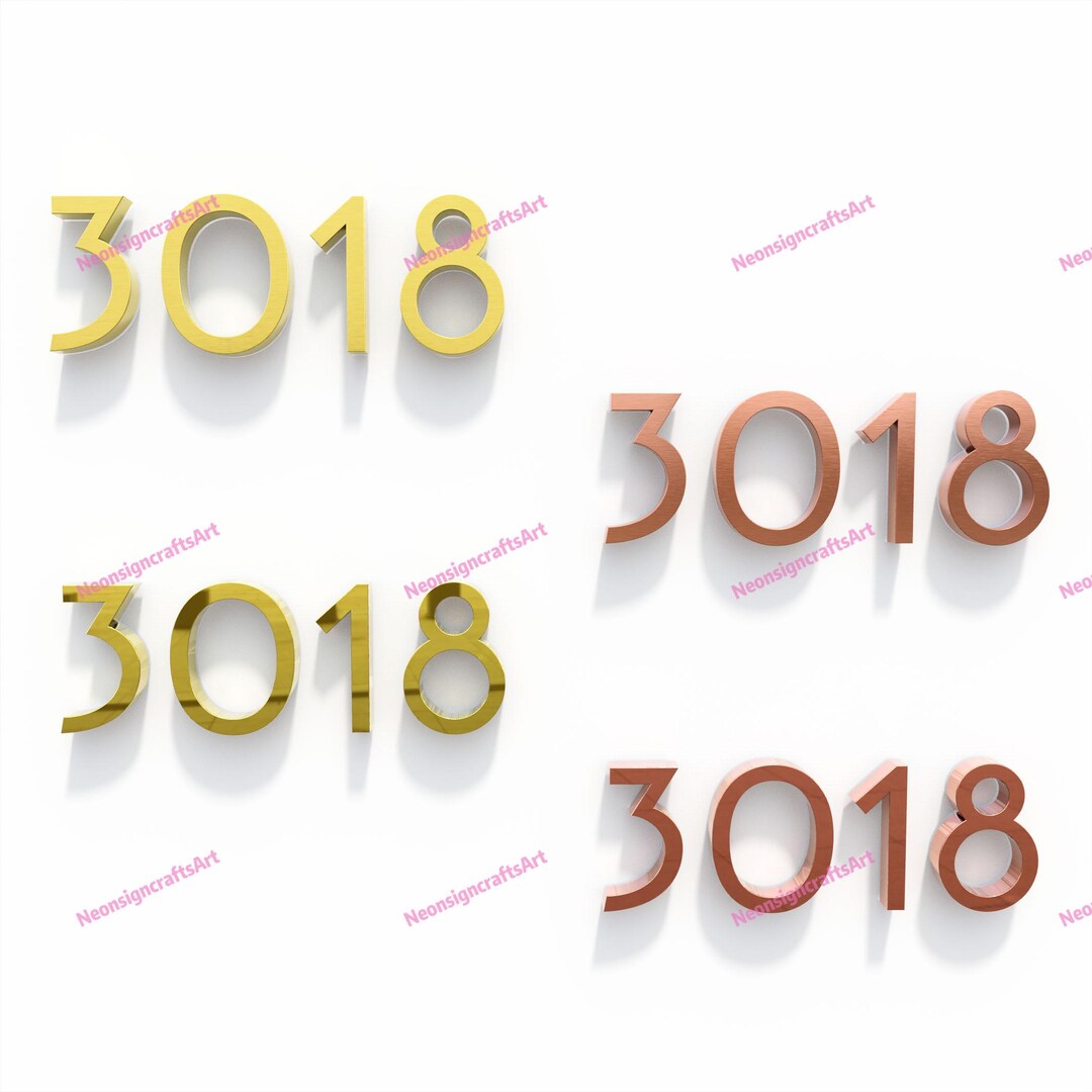 Gold Backlight Sign,house Number Lighted Up,modern Address Number ...