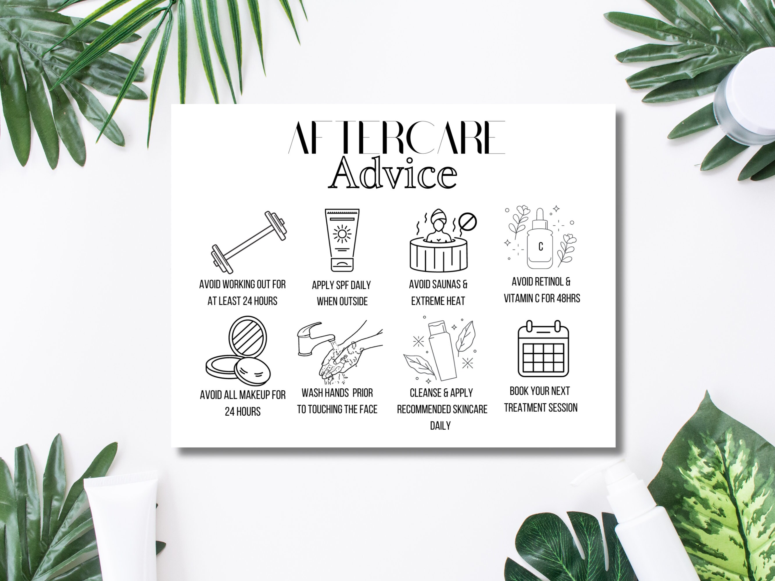 Editable Microneedling Aftercare Card Template, Esthetician Aftercare ...