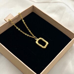 Open Hammered Square Rectangle Pendant Necklace, Hammered Irregular ...