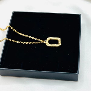 Open Hammered Square Rectangle Pendant Necklace, Hammered Irregular ...