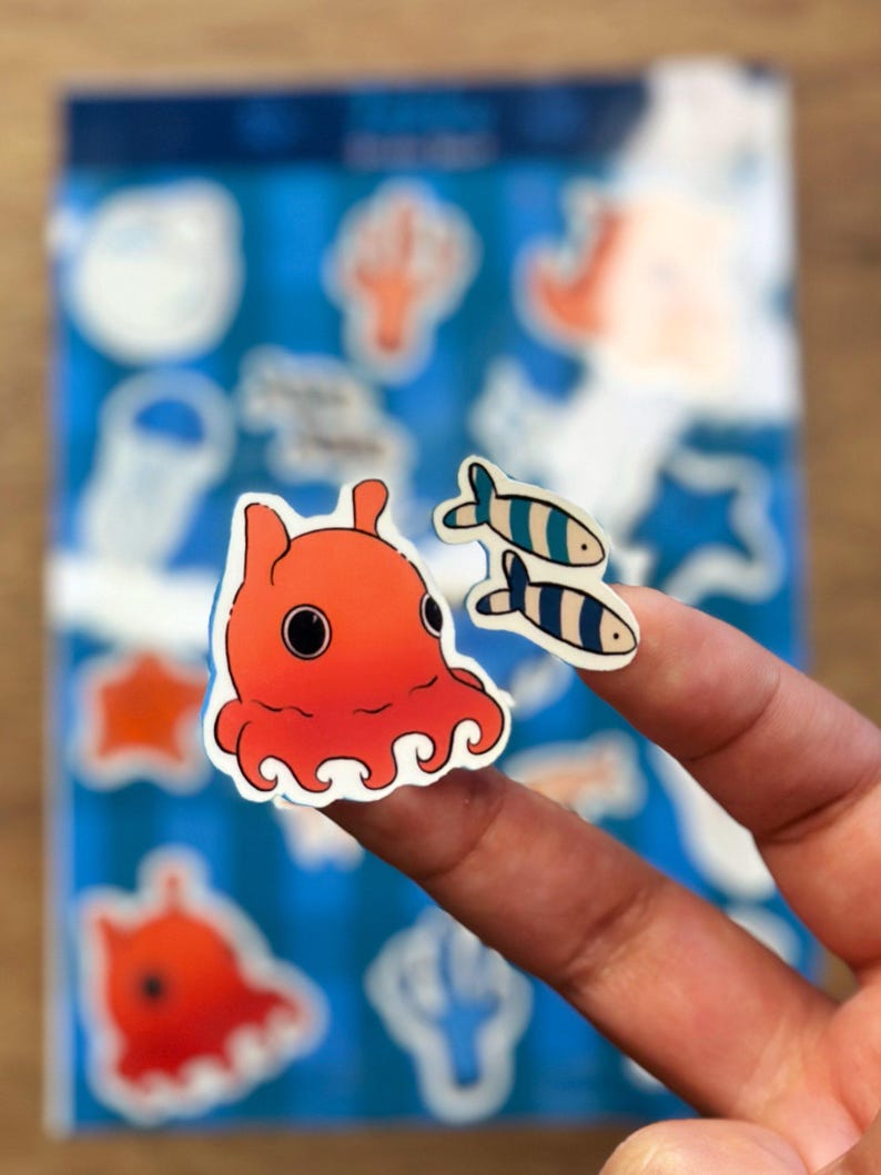 Takko Sticker Sheet || Dumbo Octopus, Kawaii, Cute, Original Art - Etsy