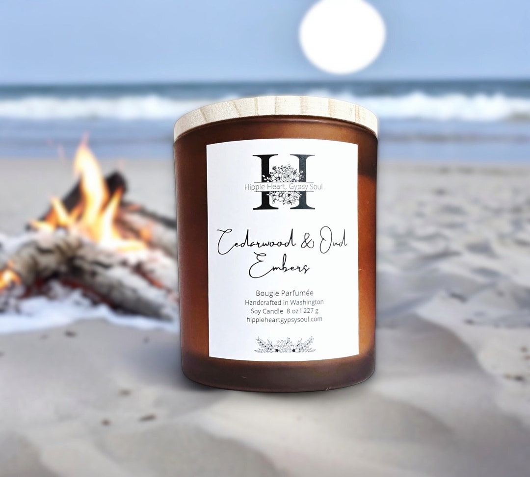 Cedarwood & Oud Embers Luxury Soy Candle // Resinous and Relaxing ...