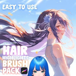 Procreate Hair Highlights Brush Pack for Anime & Manga, Hair Procreate ...