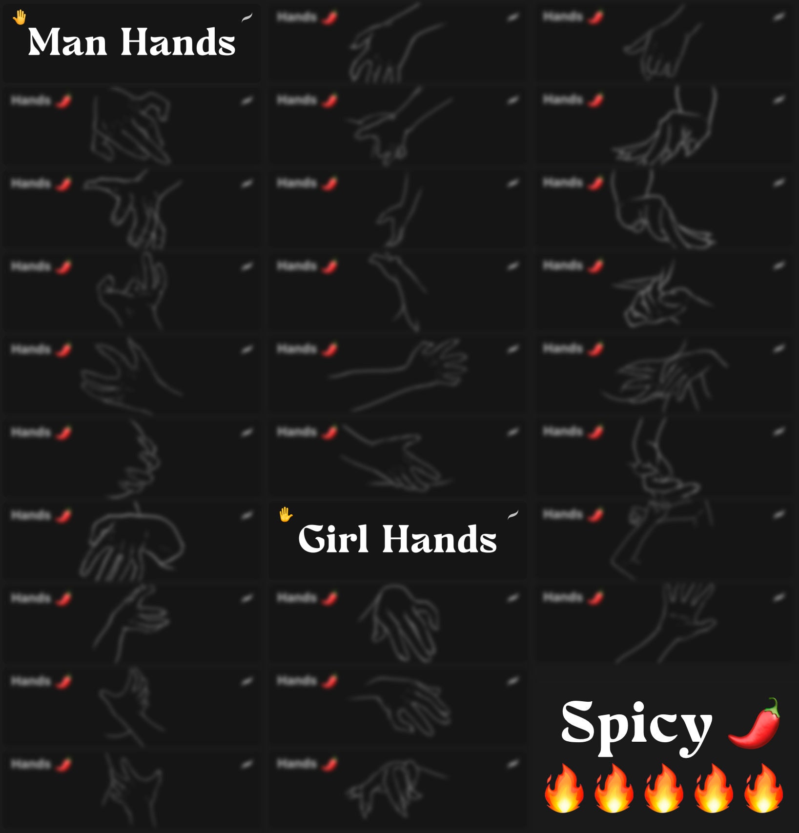 Spicy Hands Brush Pack for Procreate & Stamps for Procreate, Stamps for ...