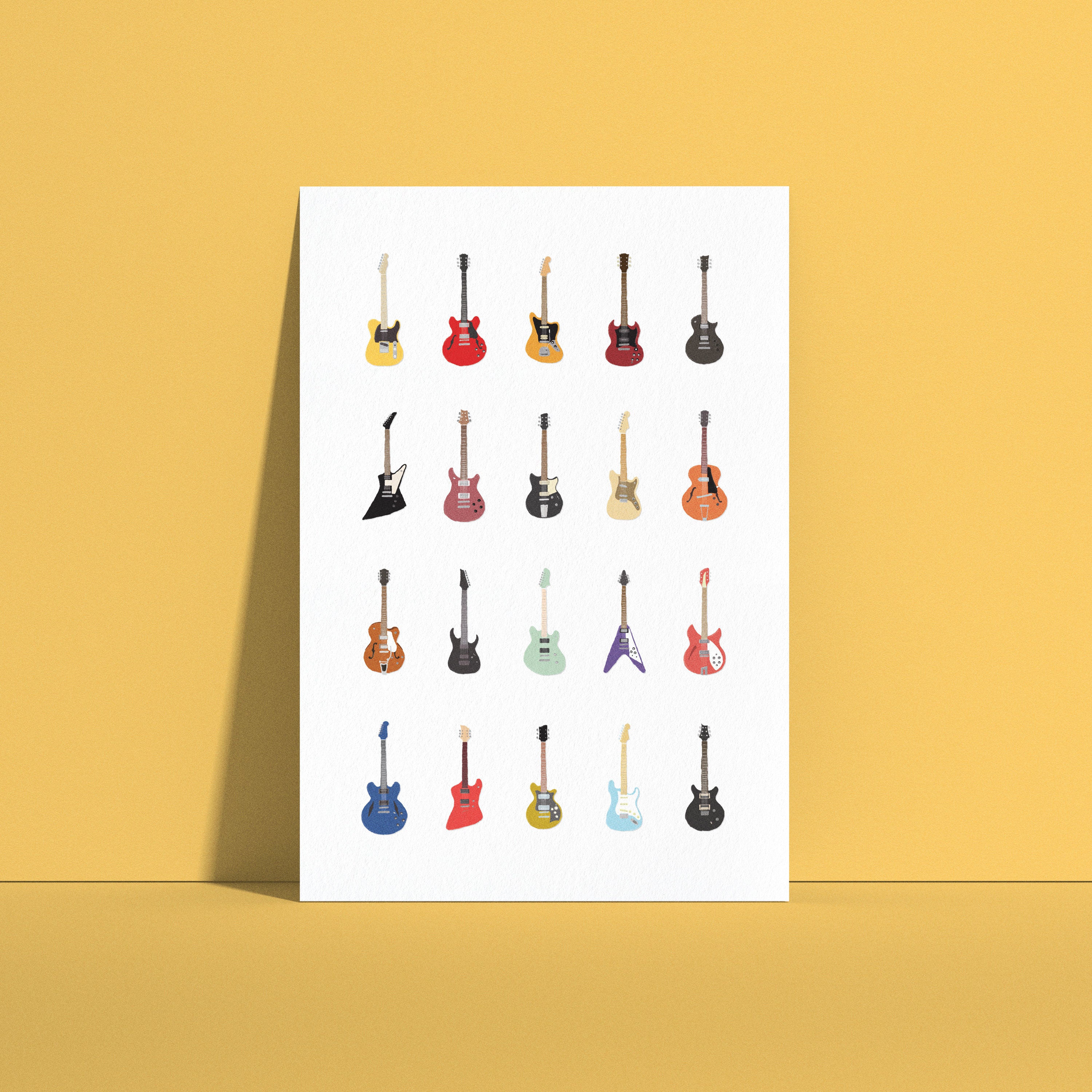 Electric Guitar, Guitar Poster, A3 Art Print, 20 Original, Iconic ...