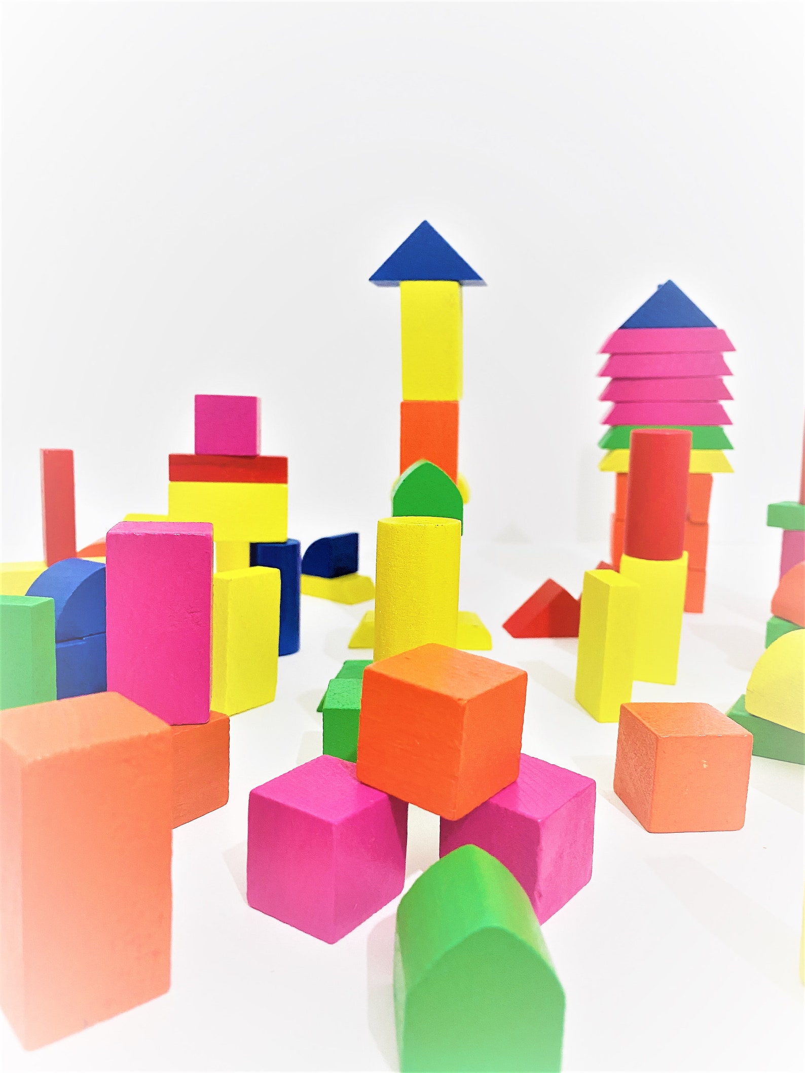 100 Wooden Blocks Set Wooden Building Blocks Set Colorful | Etsy