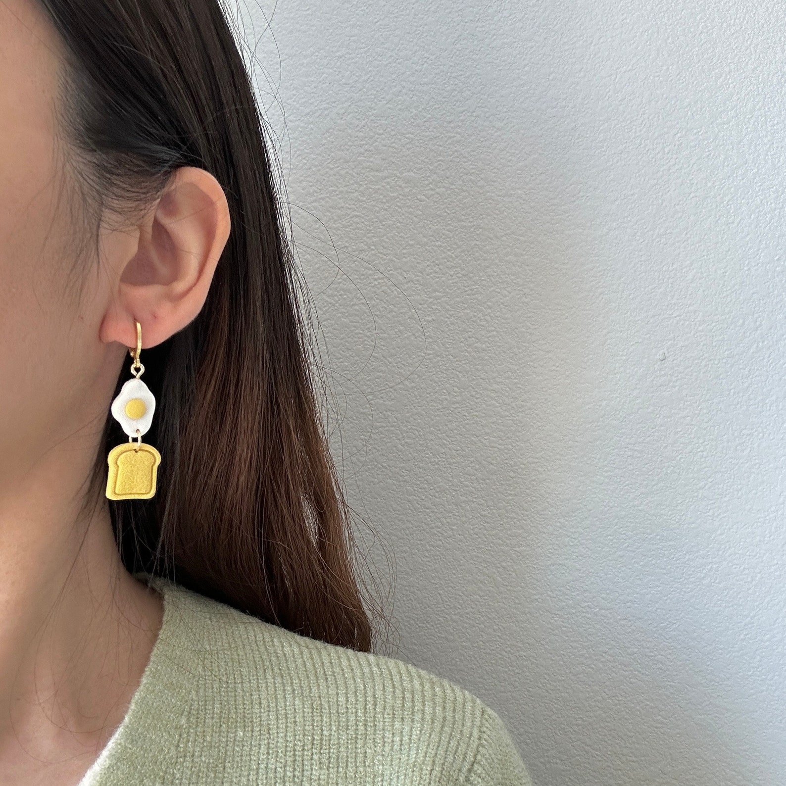Cute Egg and Toast Earrings, Poached Egg Earrings, Toast Earrings, Egg ...