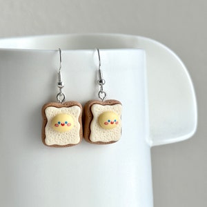 Cute Resin Smile Face Egg Toast Earrings, Fried Egg Earrings, Smile ...