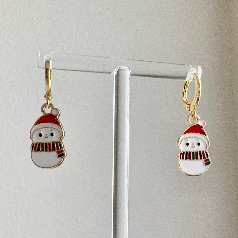 Cute Christmas Huggies, Santa Claus Earrings, Christmas Earrings, Elk ...