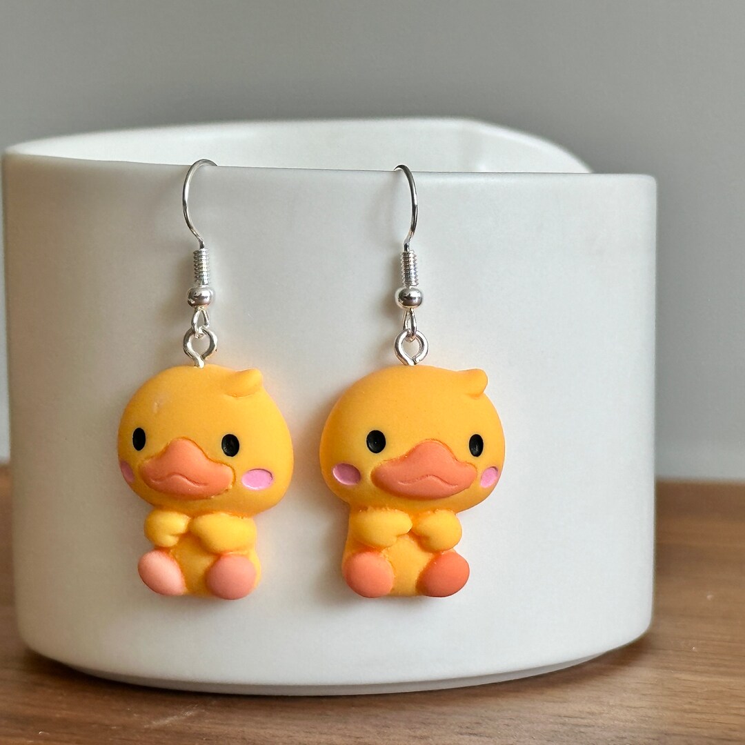 Resin Yellow Duck Earrings, Cute Ducky Earrings, Animal Earrings, Ducky ...