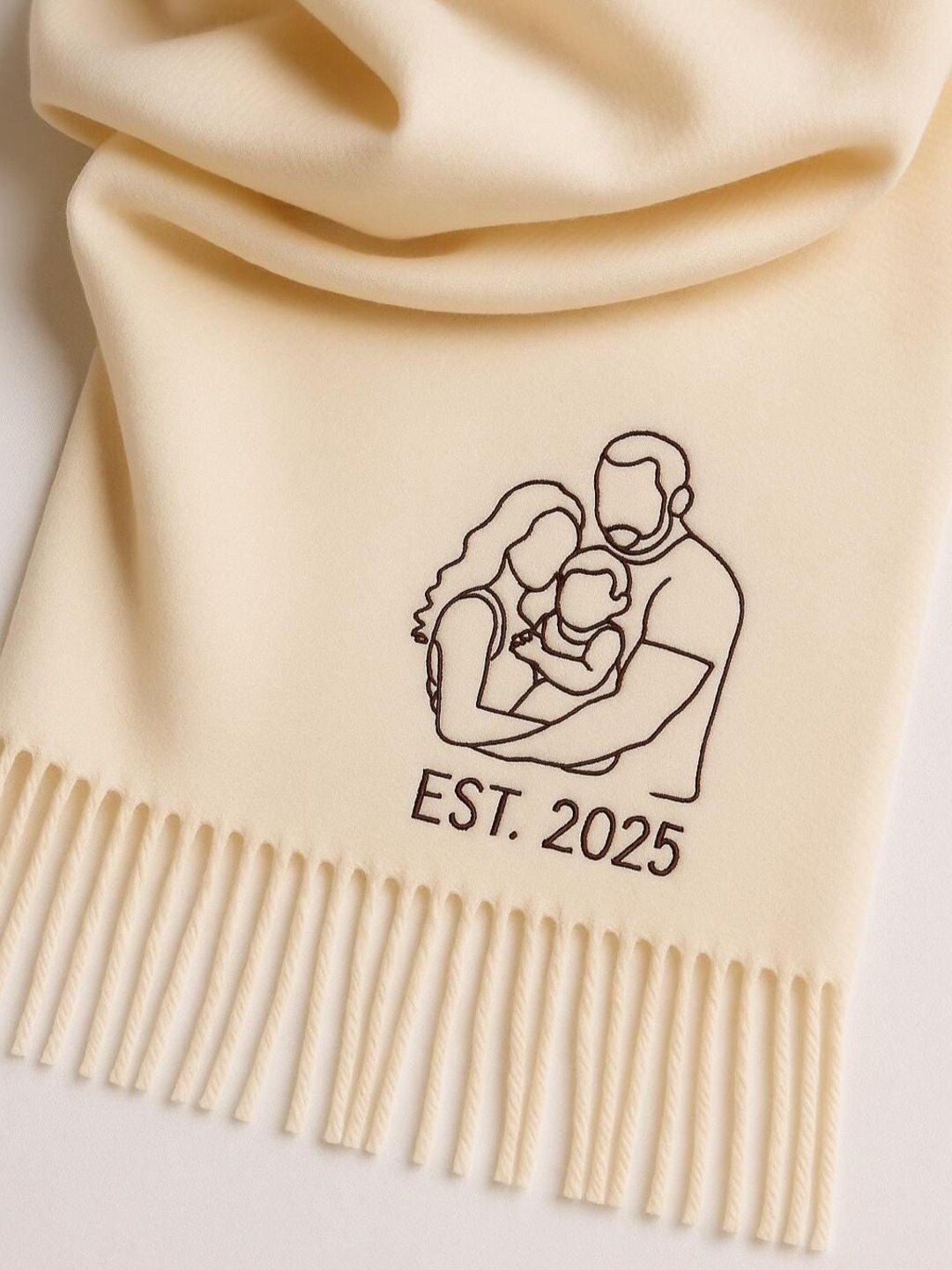 Custom Embroidered Scarf From Family Photo, Personalized Portrait ...