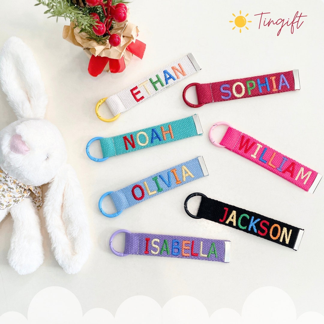 Embroidery Name Tag, Personalized Bag Tag, Key Chain, Custom Name ID ...