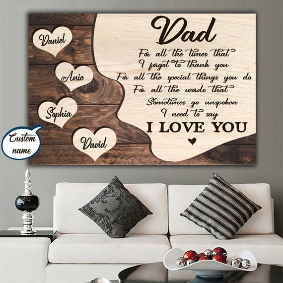 Canvas for Dad From Daughter Son Personalize Canvas for Dad - Etsy