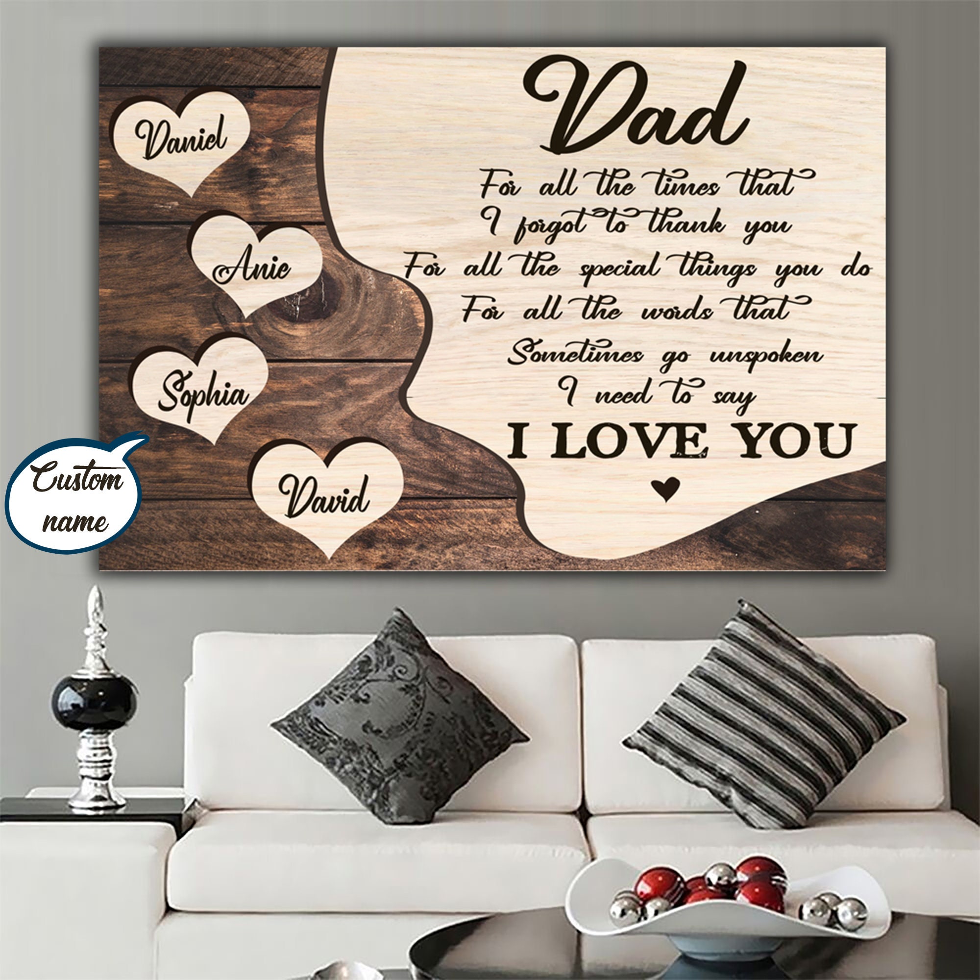 Canvas for Dad From Daughter Son Personalize Canvas for Dad - Etsy
