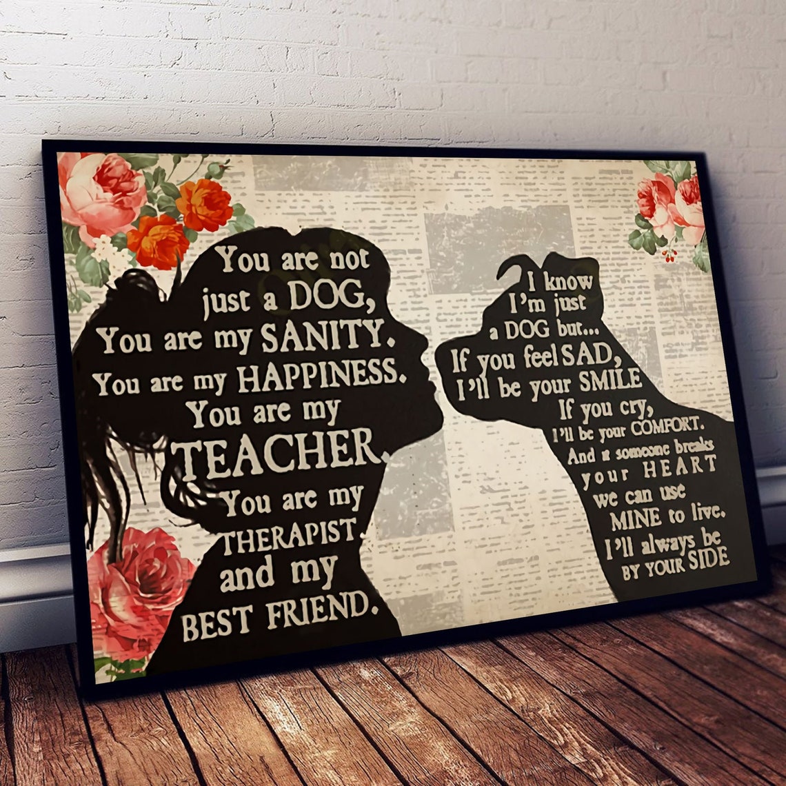 Custom Pitbull Poster Pitbull and Girl Poster Dog Lover - Etsy