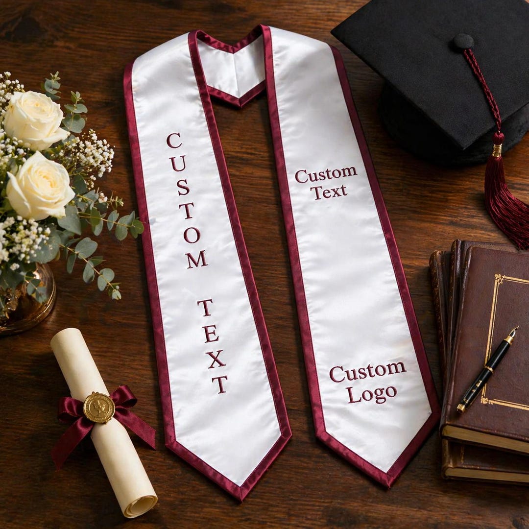 Custom Embroidered Text Logo Graduation Stole, Your Design Stoles ...