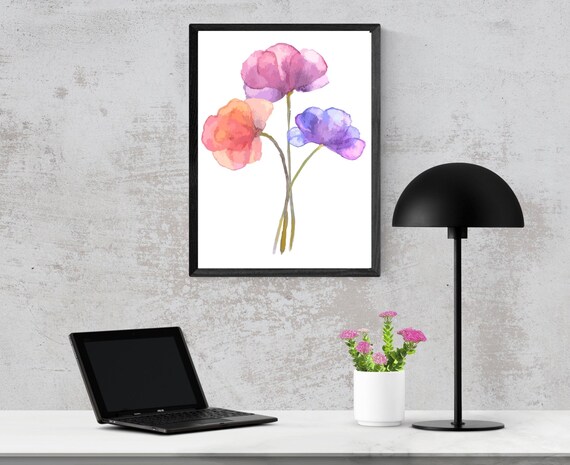 Floral Watercolor Printable printable Wall Art Wall Decor | Etsy