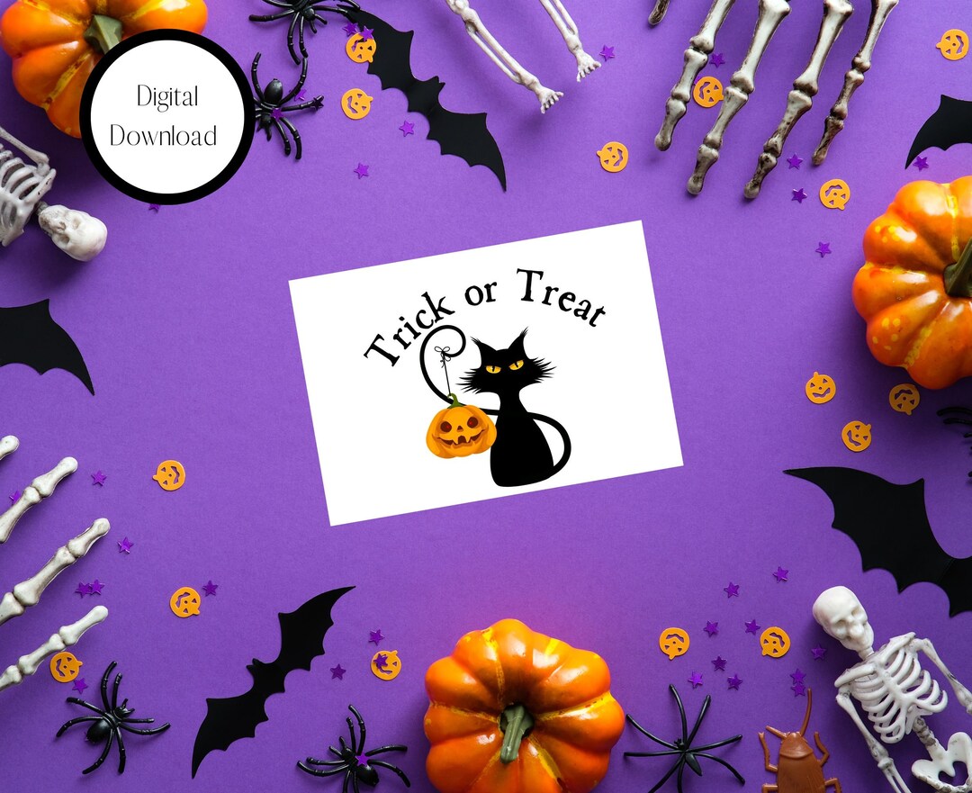 Trick or Treat Halloween Printable Greeting Card, Instant Download ...