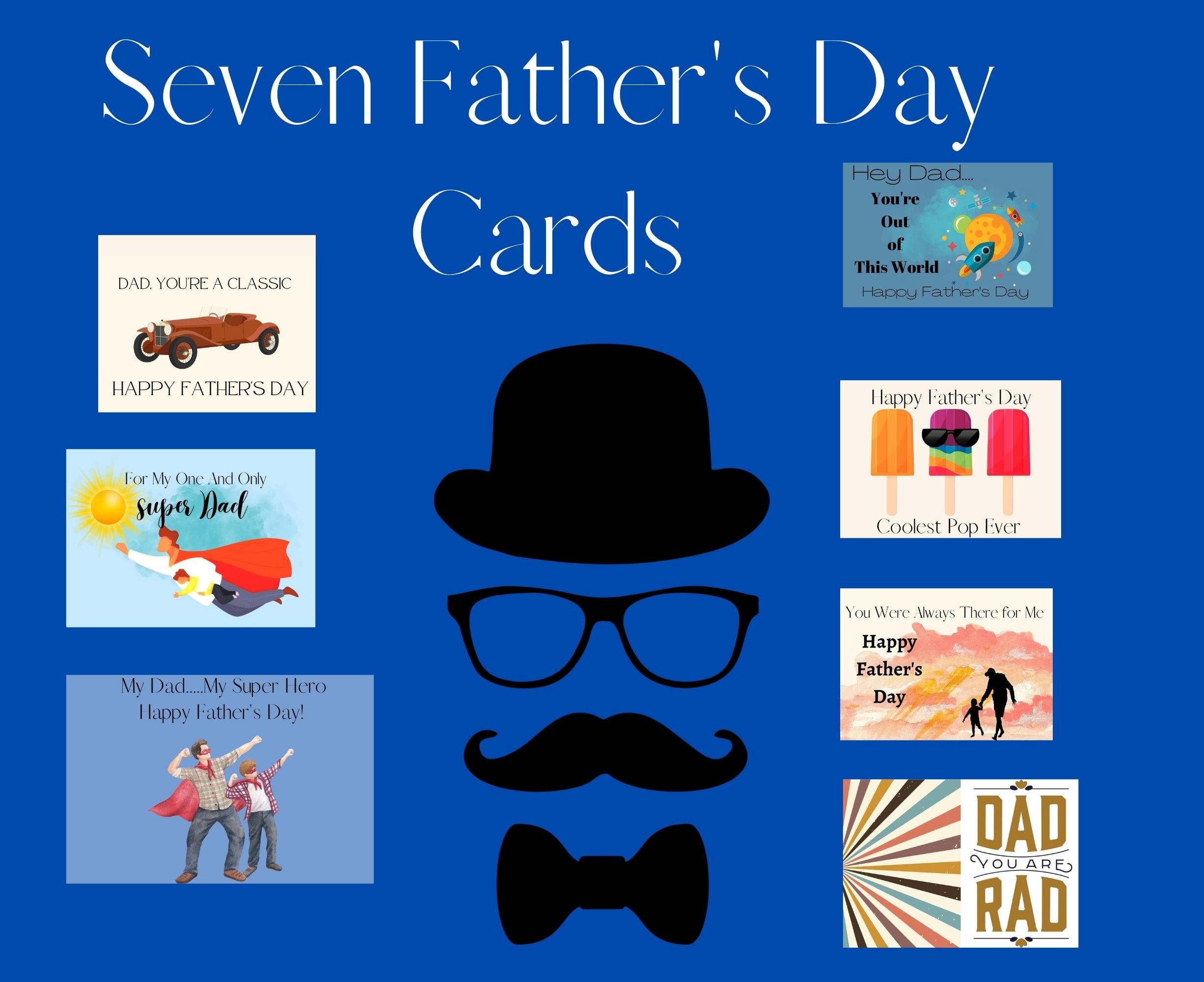 Father's Day Printable Greeting Cards, Instant Download, 7x5 Card Happy ...