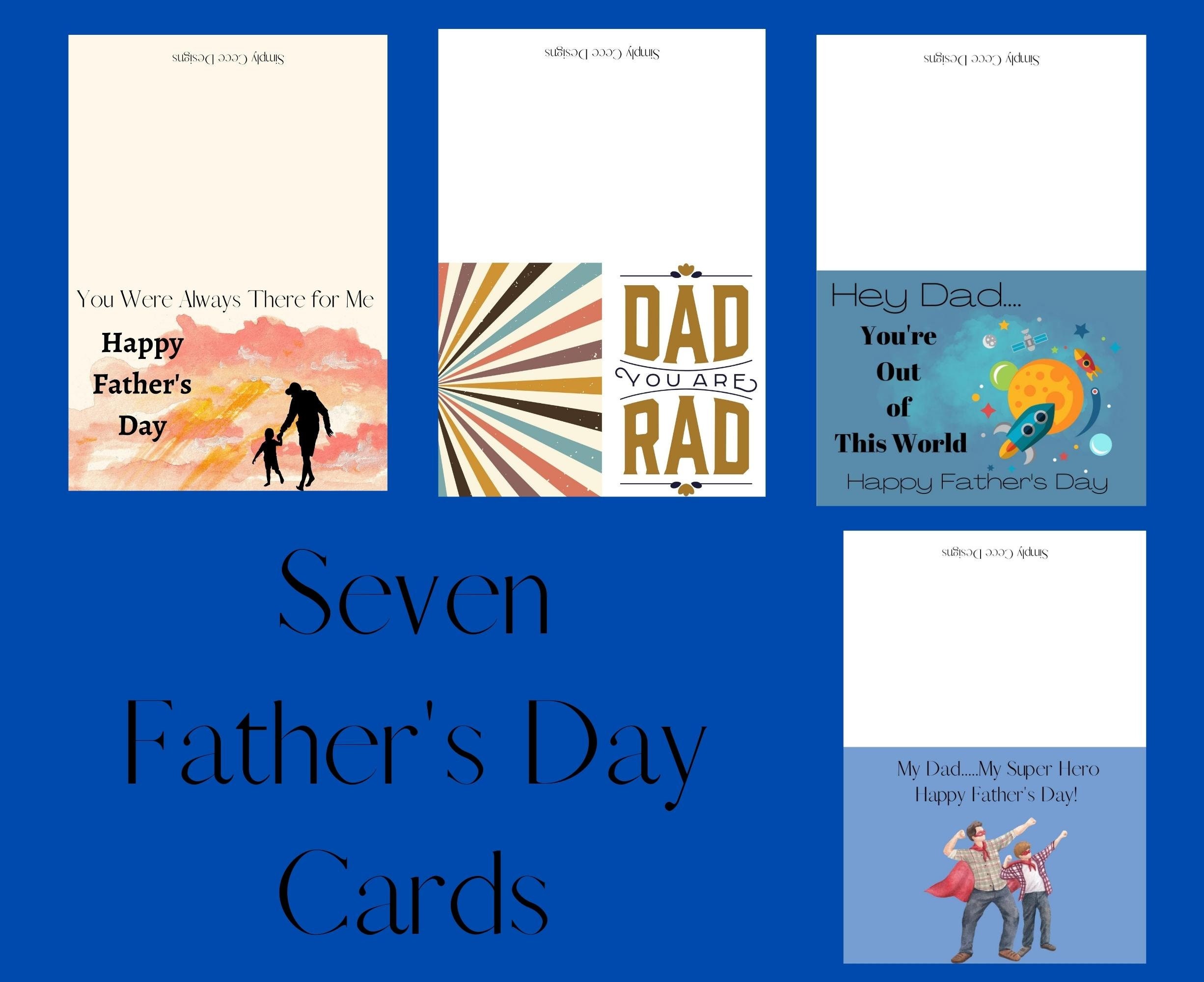 Father's Day Printable Greeting Cards, Instant Download, 7x5 Card Happy ...