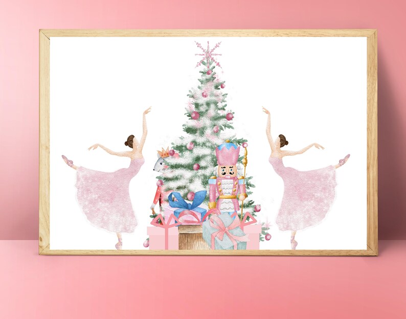 Watercolor Christmas Nutcracker Ballerina Tree Nutcracker Print Holiday ...