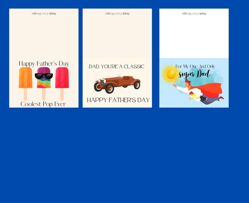 Father's Day Printable Greeting Cards, Instant Download, 7x5 Card Happy ...