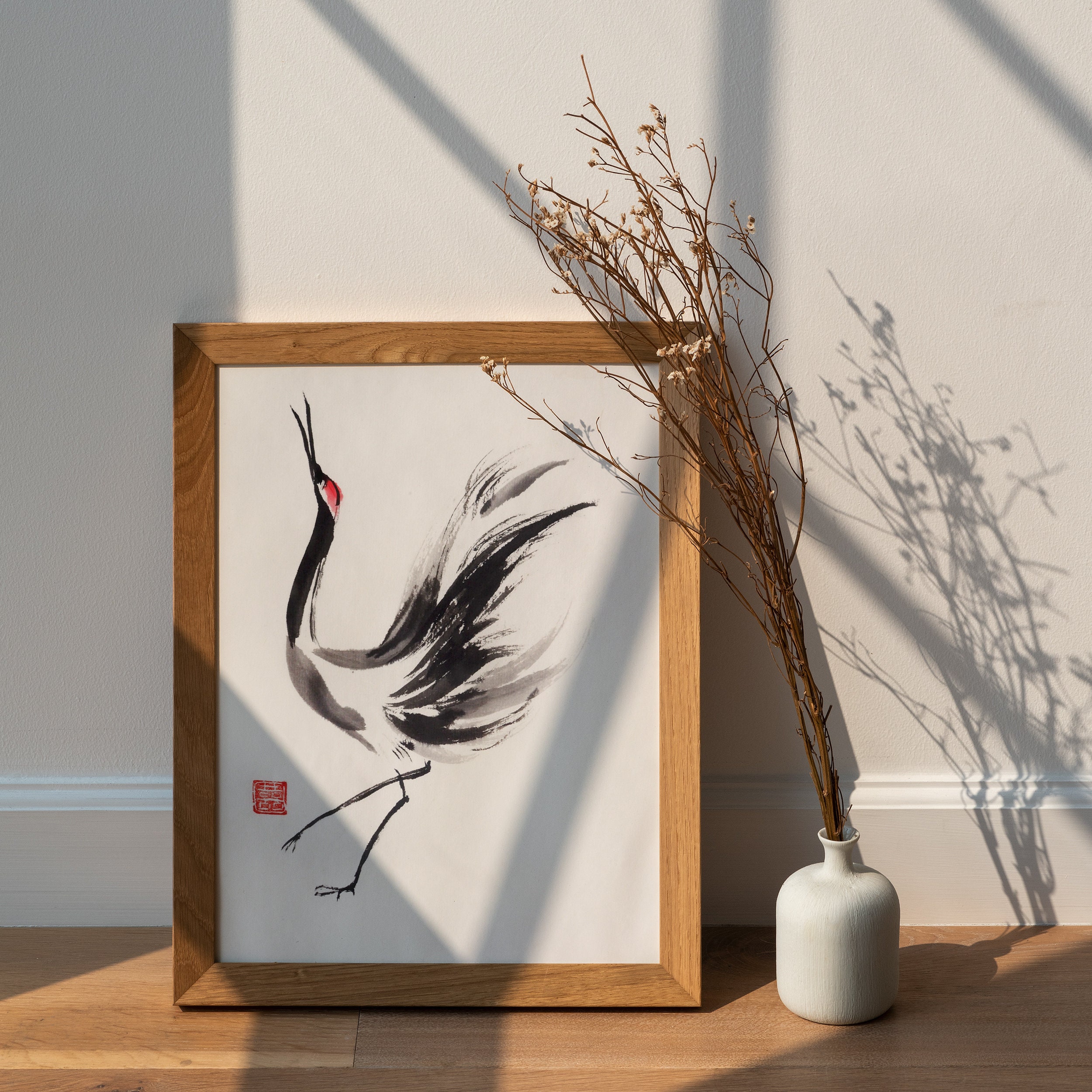 Digital Print | Crane | Ink Wash Painting | Downloadable Print ...