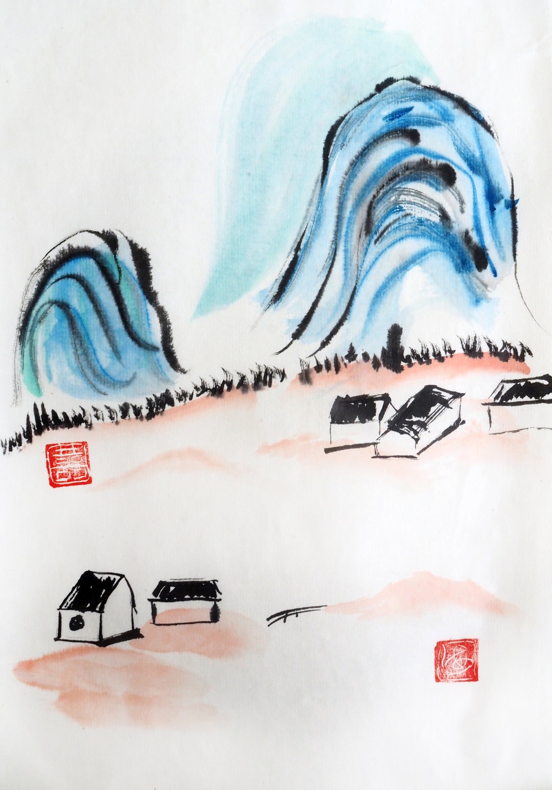 Digital Print | Abstract Landscape | Ink Wash Painting | Downloadable ...